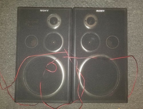 Pair of Sony SS-D115 Bookshelf Speakers 3-Way Black Wood 6 OHM 70W ...