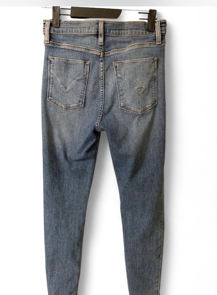 Hudson Womens Barbara Skinny High Waist Blue Jeans Fringe Ankle jeans ...