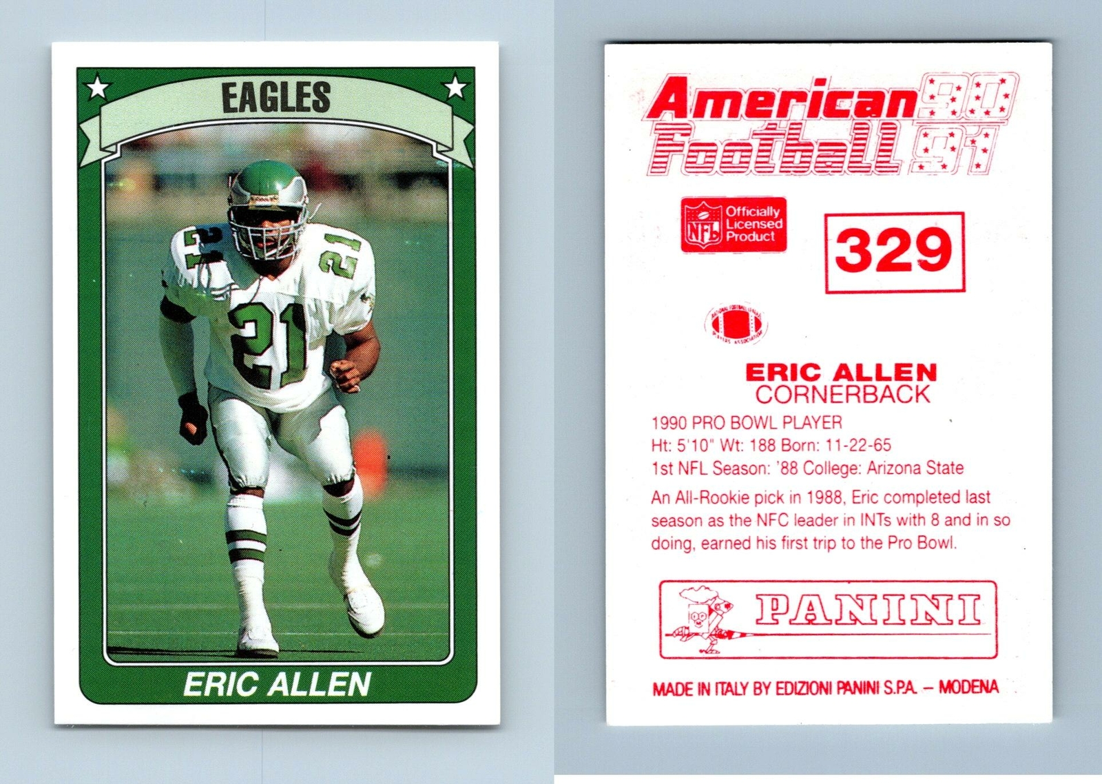 Eric Allen - Eagles #329 American Football 1990-91 Panini Sticker | eBay