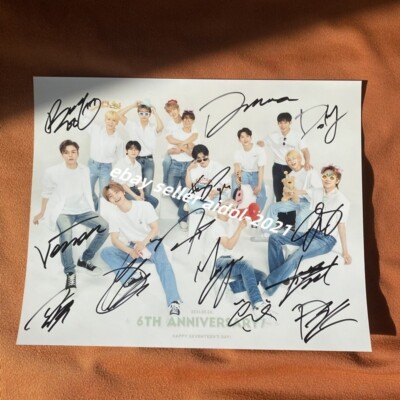 SEVENTEEN AUTOGRAPHED SIGNED PHOTO K-POP ALL MEMBER K-POP COLLECTION 8* ...
