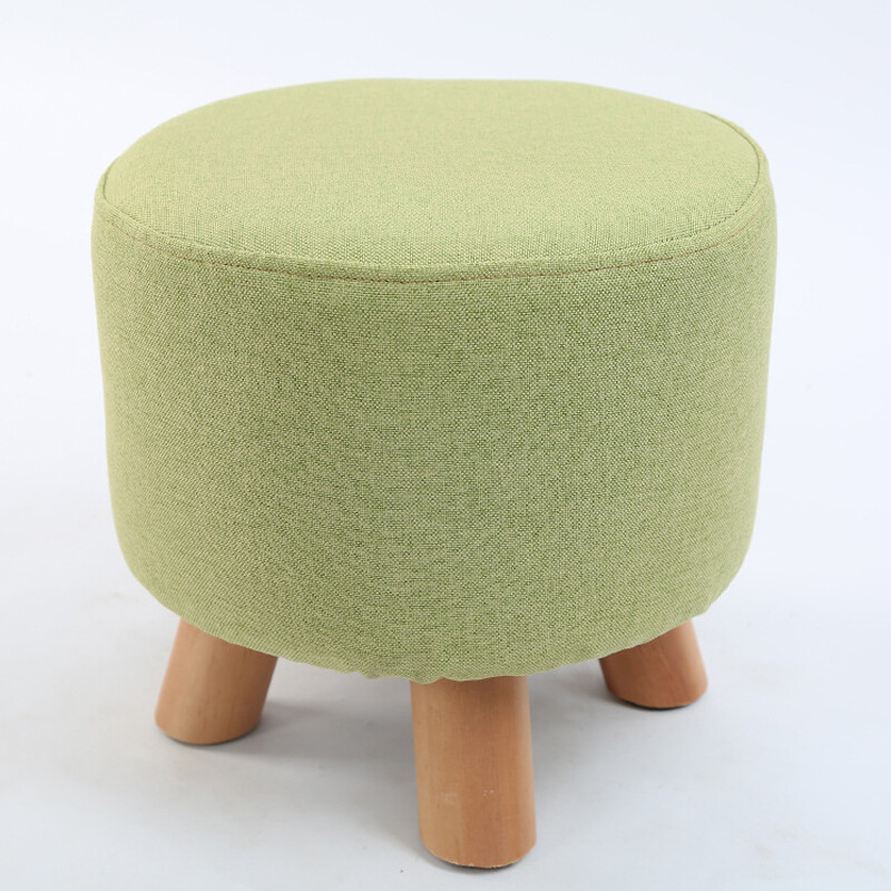 Round Wooden Footstool Footrest Pouffe Foot Stool Padded Ottoman Seat ...