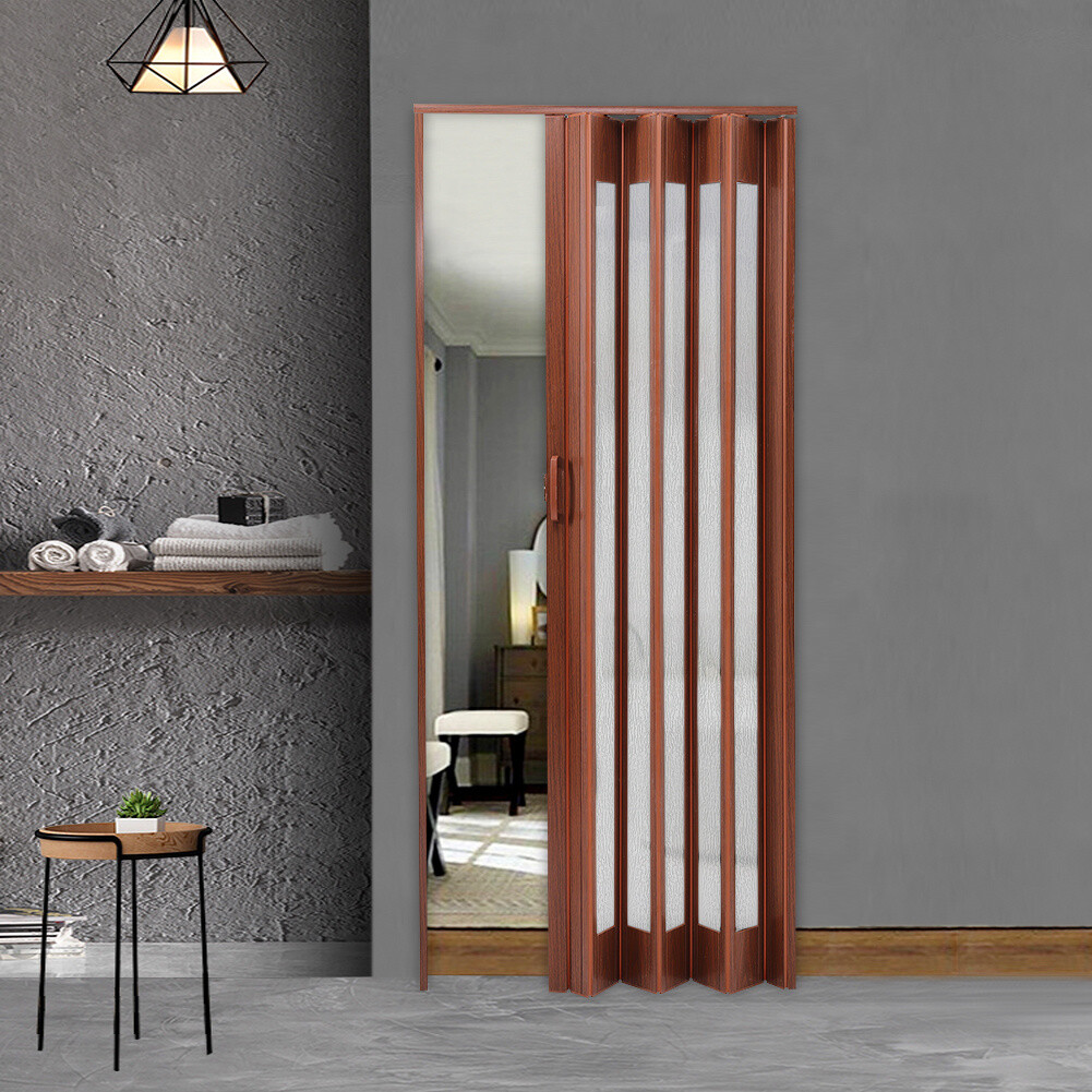 PVC Wood Finish Folding Door Accordion Concertina Sliding Internal ...