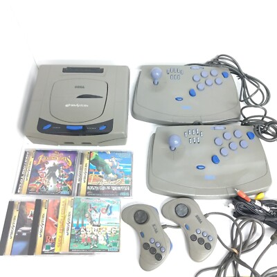 Sega Saturn Gray Console Bundle w/ 2 controller Arcade Stick 5 Japan ...