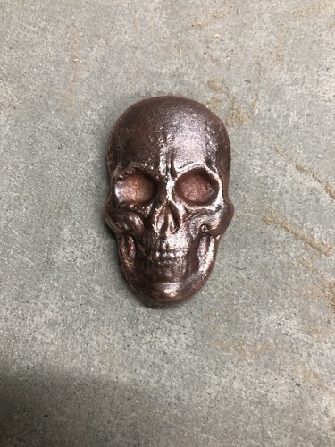 Hand Poured Copper Skull 2.6 Oz . Fine Copper From Bare, Bright Copper ...