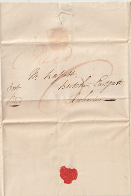 1830 WILLIAM ATCHISON HMS CORDELIA LETTER PAID 6d TO BASSETT BUTCHER ...