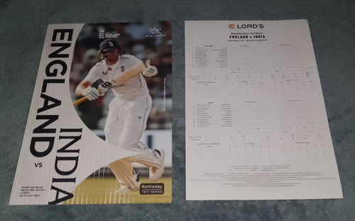 England v India 3rd Test Lords 2025 - Official Match Programme ...