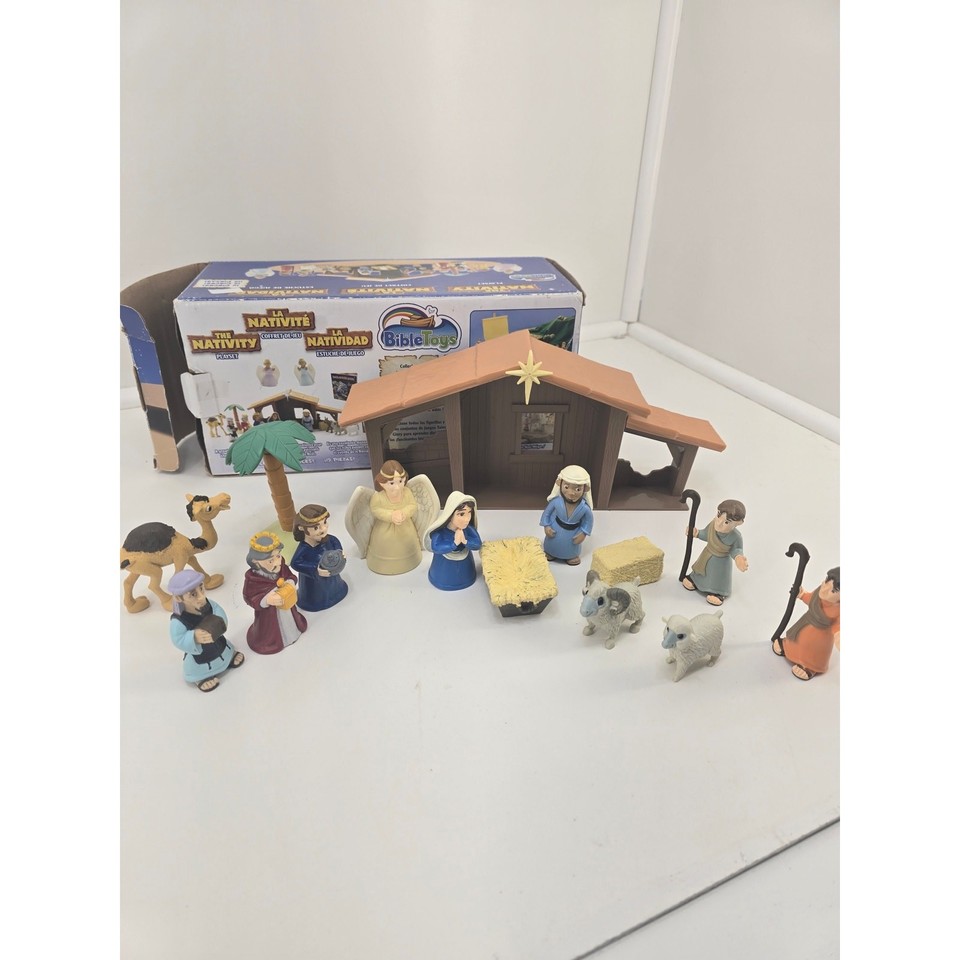 BibleToys Nativity Playset with Stable Christmas Story Figures ...