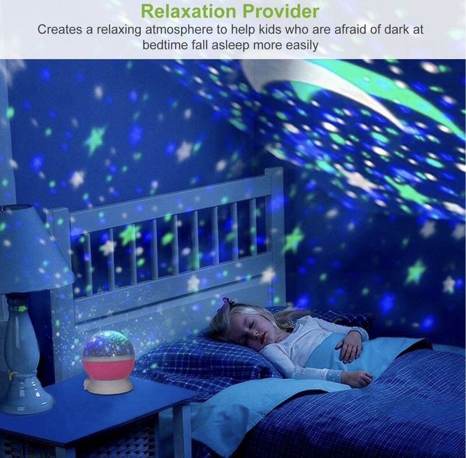Rotating Starry Sky Projection Night light Moon Star Lamp for Kids Baby ...