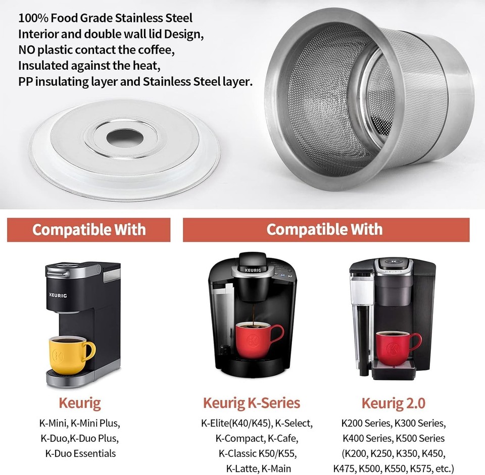 1/2 Pack K Cup Reusable Coffee Pods for Keurig: Stainless Steel ...