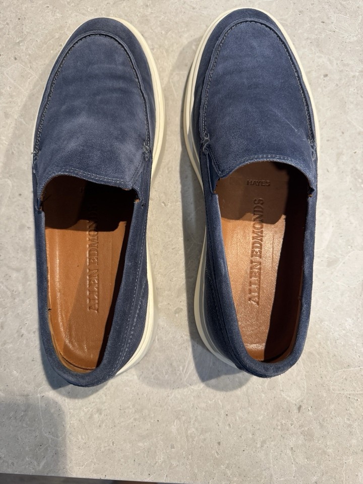 Size 9 D Men Allen Edmonds Hayes Denim Blue Suede Slip On Comfort ...