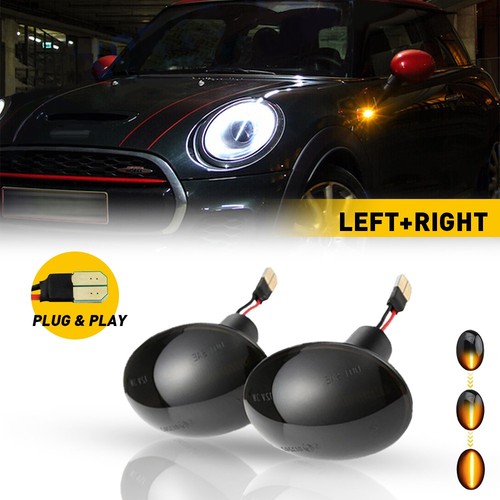 For 07-15 Mini R55 Cooper R56 R57 R58 R59 Smoke Amber Lens LED Side ...