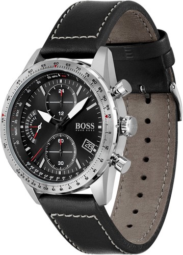 BOSS 1513853 Herrenchronograph Armbanduhr Edelstahl Leder 44 mm ...