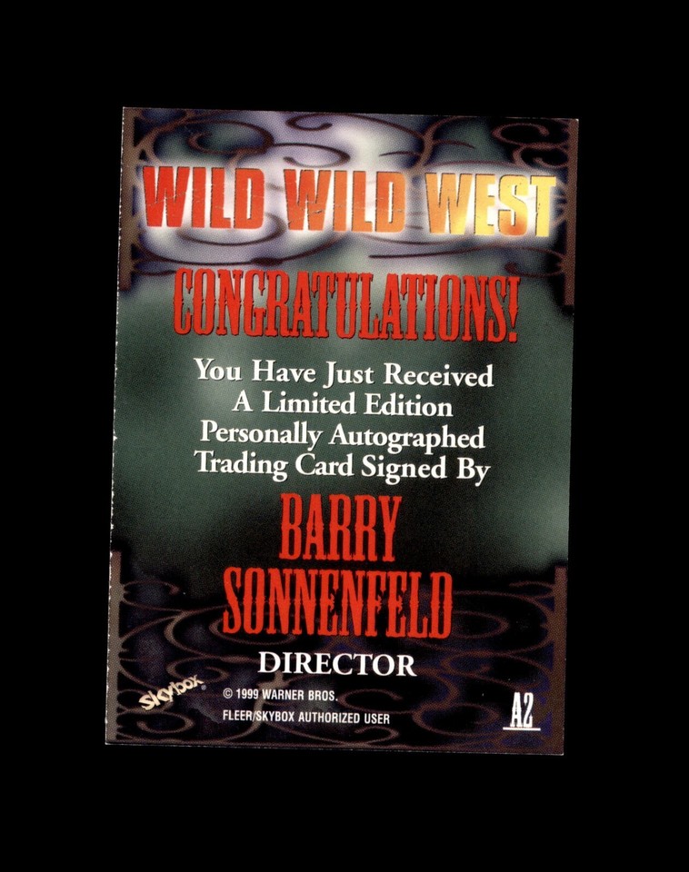 1999 Skybox Wild Wild West Autographs #A2 Barry Sonnenfeld (Director ...