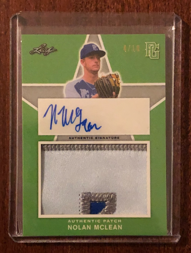 NOLAN MCLEAN 2019 LEAF PERFECT GAME JERSEY PATCH ROOKIE AUTO AUTOGRAPH ...