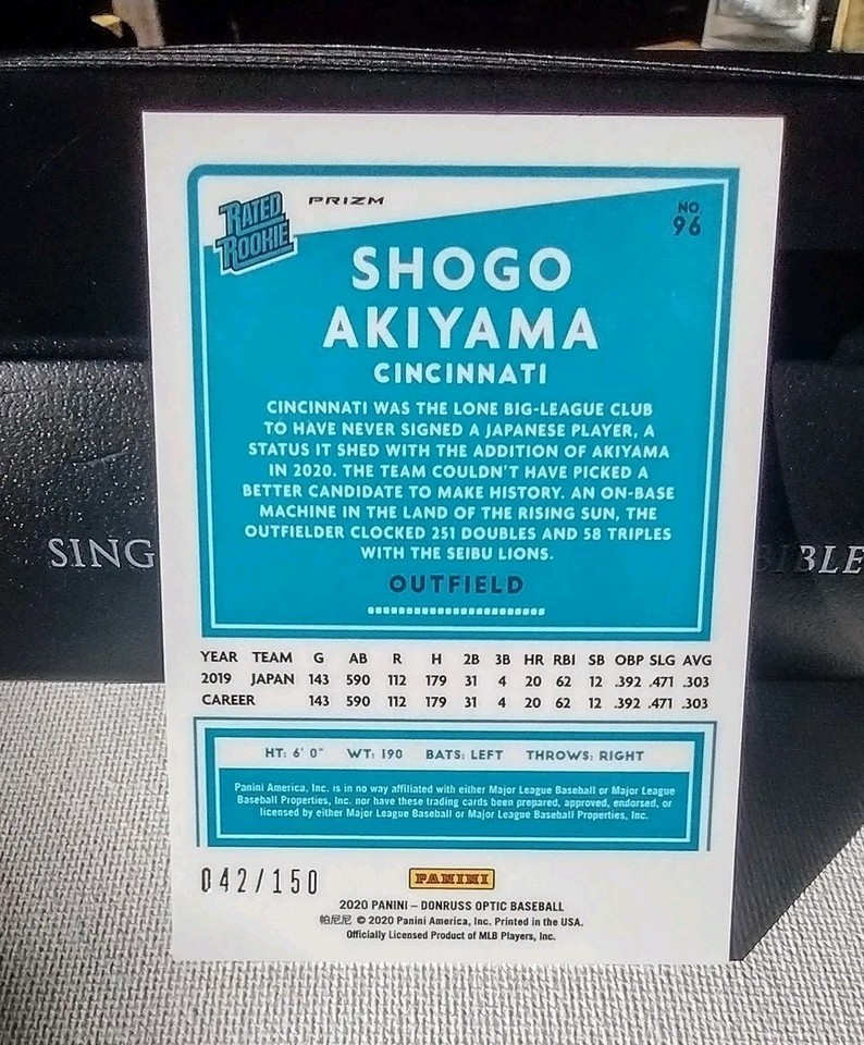 Donruss Optic 2020 Red White and Blue /150 Shogo Akiyama Rated Rookie ...