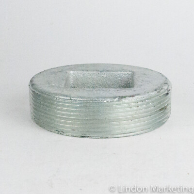 4" Galvanized Plug pipe fitting, recessed square drive, NPT, 150 psi | eBay