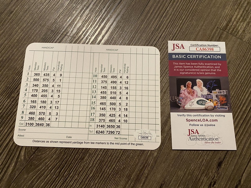 Nick Faldo Signed Masters Golf Scorecard 1989 1990 1996 Champion US ...