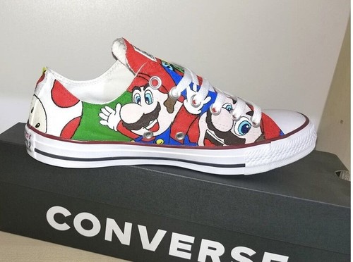 Converse All Star Mario Bros Super Mario White Low Custom Unisex Shoes ...