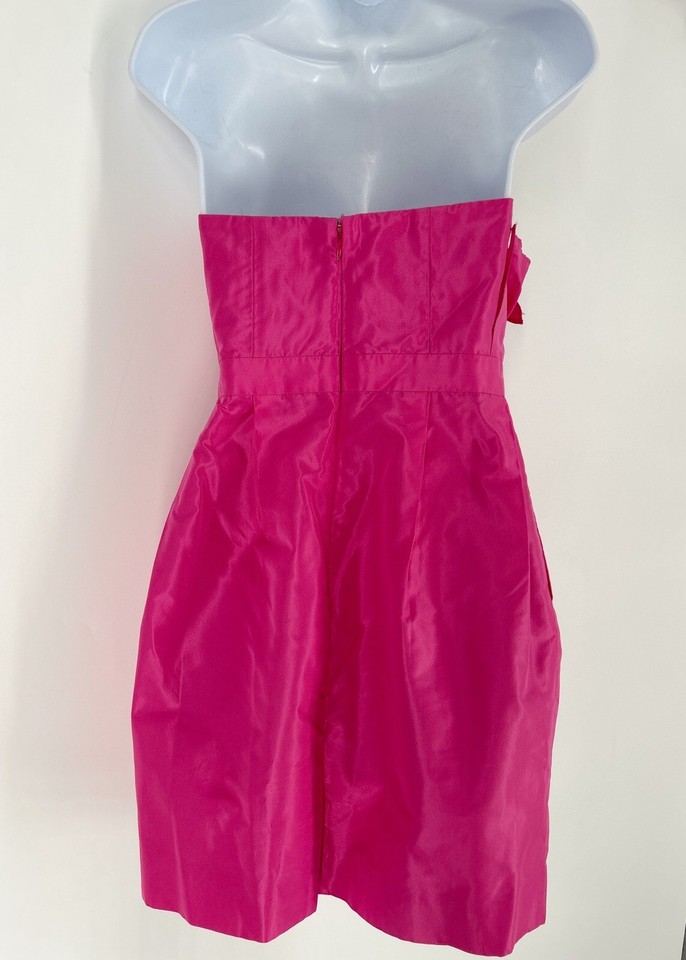 J CREW Pink Silk Taffeta Strapless Bodycon Cocktail Dress Sz 4P Pockets ...