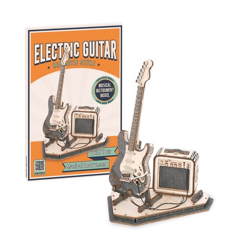 ROKR 3D Wooden Puzzle Electric Guitar Model Kit Puzzle Toy Decor for ...