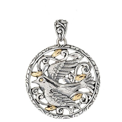 Samuel B Behnam Dove Cut Out Necklace Pendant 18K Gold & Sterling ...