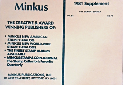 Minkus Stamp Catalog Supplement 1981 - U.N. Imprint Blocks - No. 24 ...