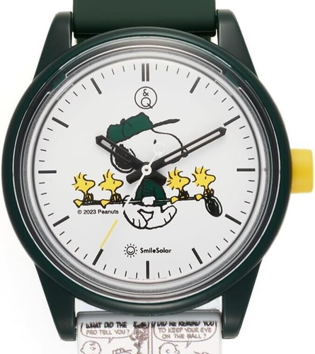 CITIZEN Q&Q Snoopy Woodstock Peanuts Golf Watch R02A-510VK Green Solar ...