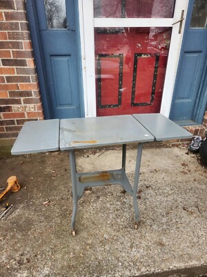 Vtg Rolling Metal Typewriter Cart Gray Desk Metal Side Table Drop | eBay