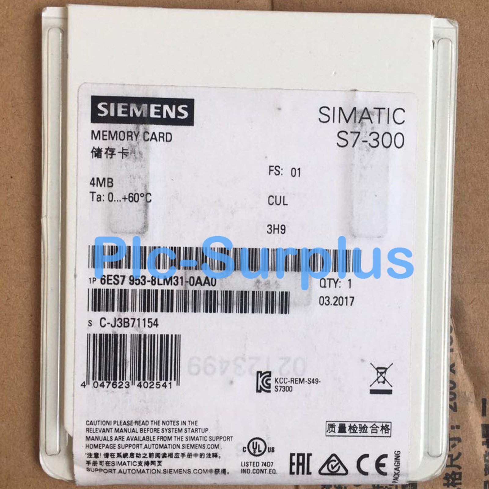 New Simatic S7-300 Memory Card 4MB 6ES7953 6ES7 953-8LM31-0AA0 SM9T | eBay