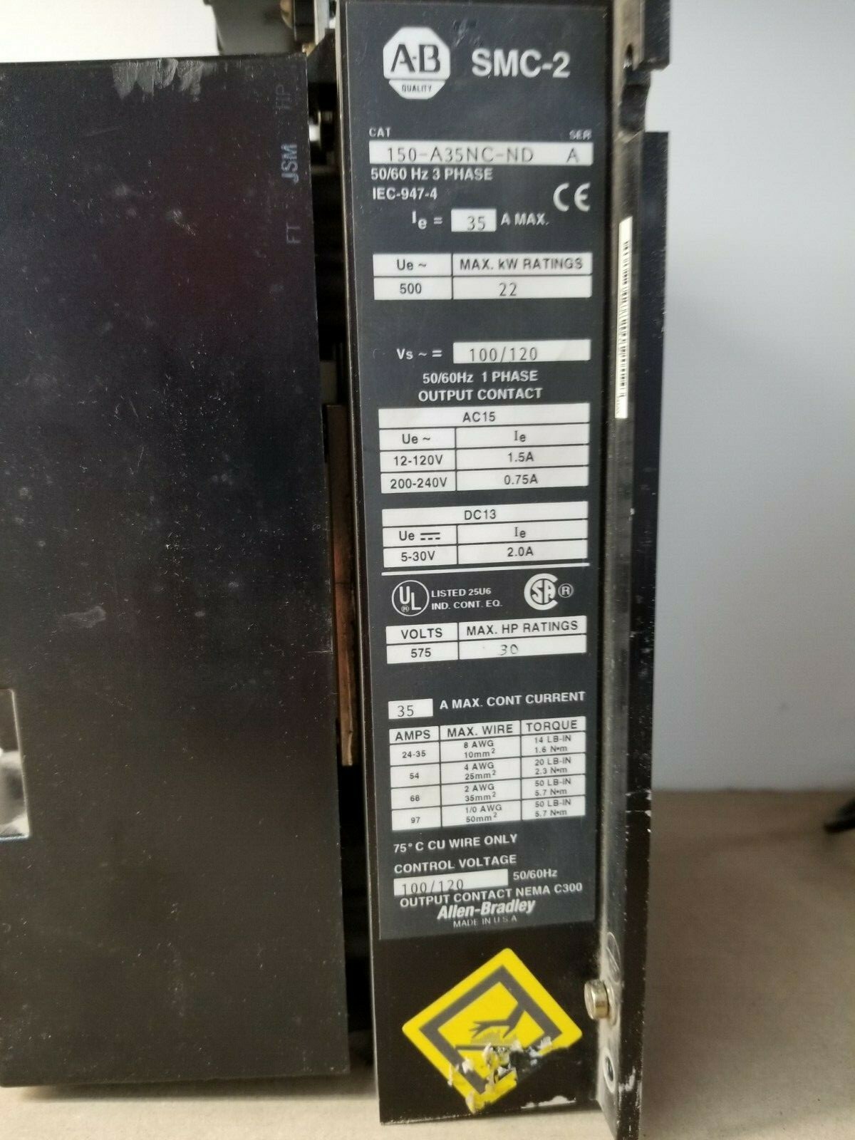 Allen-Bradley 150-SMC-2 Smart Motor Controler 35A 30HP 600V 22kW | eBay