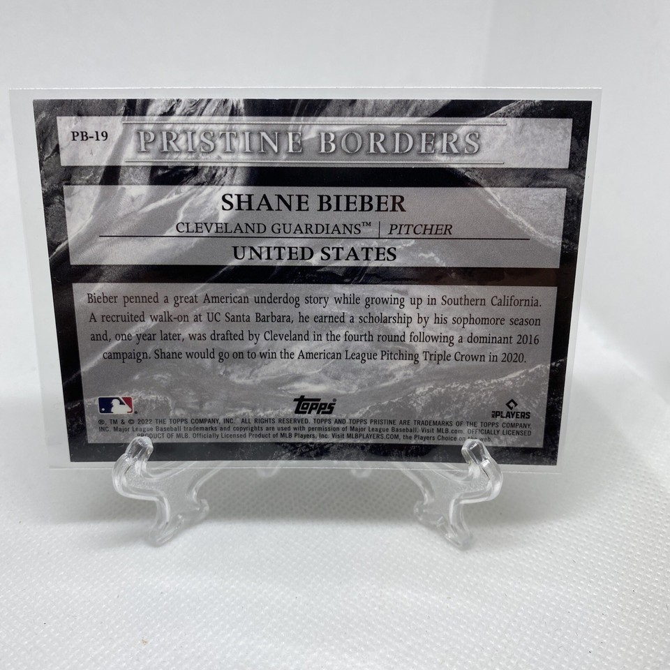 2022 Topps Pristine Shane Bieber Borders Insert Card #PB-19 Cleveland ...