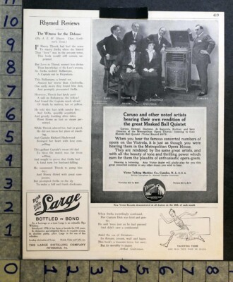 1914 VICTOR TALK MACHINE VICTROLA PHONOGRAPH RECORD OPERA STAR MUSIC AD ...