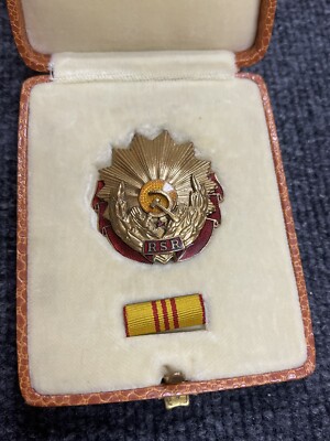 ROMANIA Order of Labor RSR Badge 3rd CLASS Mini Ribbon bar original Box ...