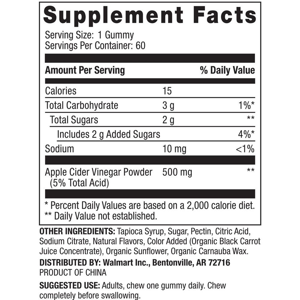 Spring Valley Apple Cider Vinegar 500mg Vegetarian Gummies, 60 Count | eBay