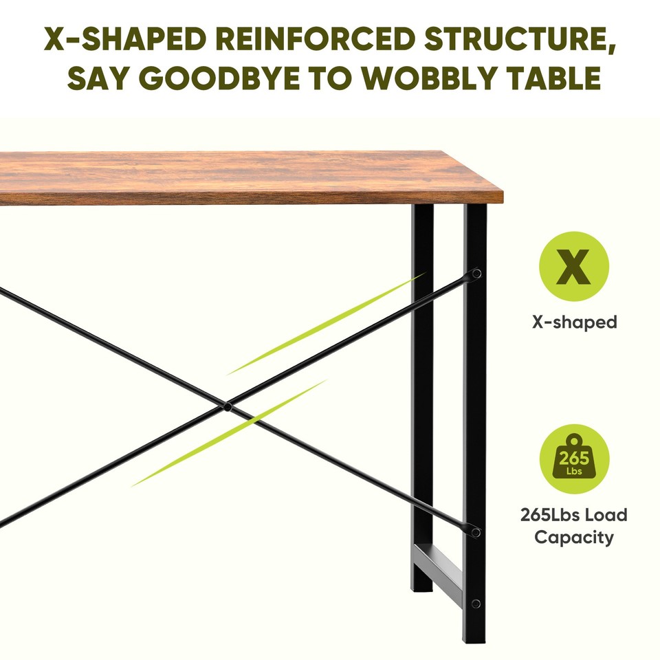 31"-63" Home Office Computer Desk Wood Writing Study Desk with ...