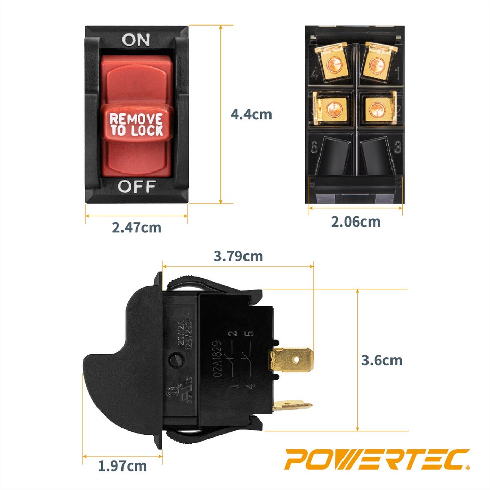 POWERTEC Toggle Safety Switch 110V 220V Push Button On/Off (71353) | eBay