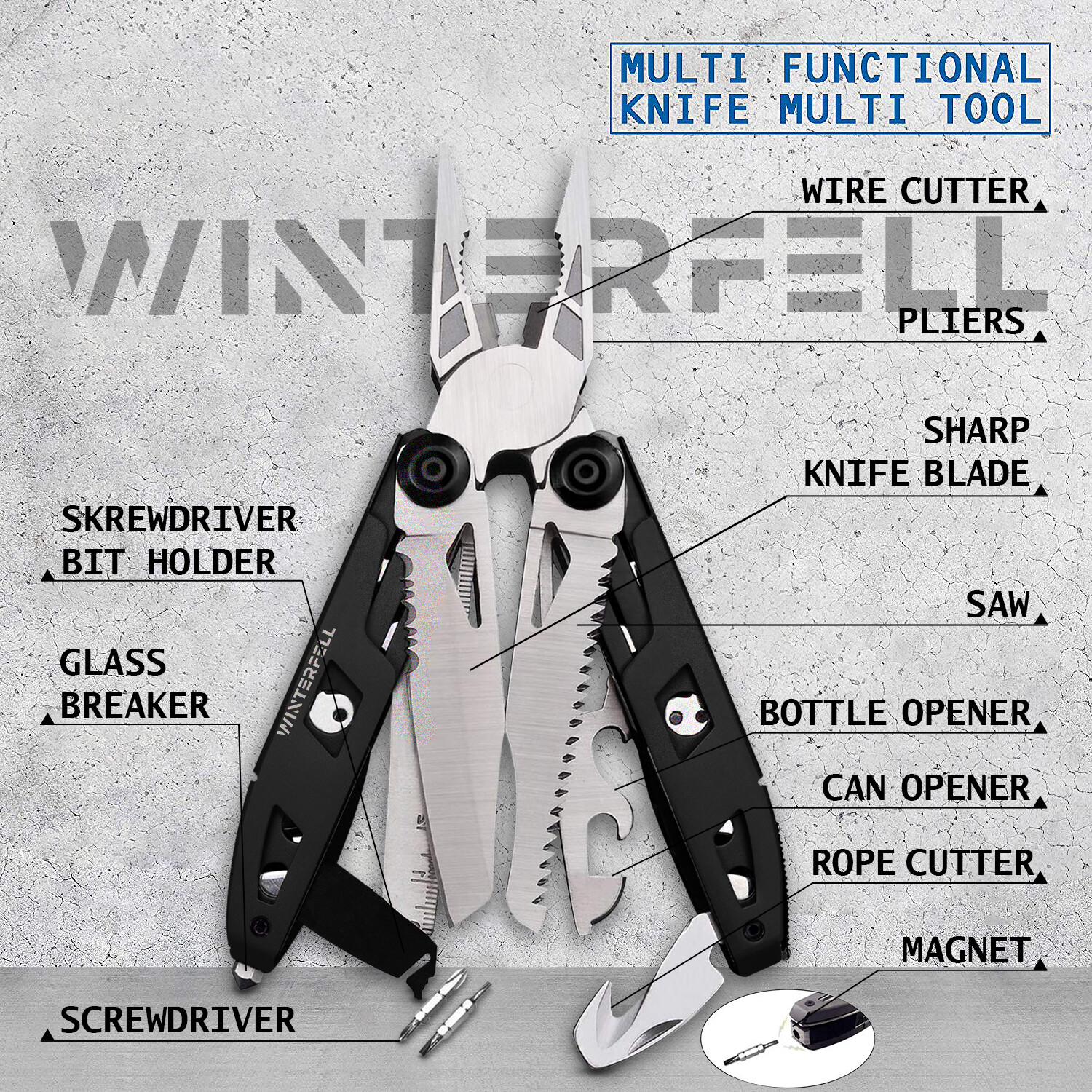 Multi Tool Pliers 18-in-1 Multi-Purpose Pocket Knife for Outdoor ...