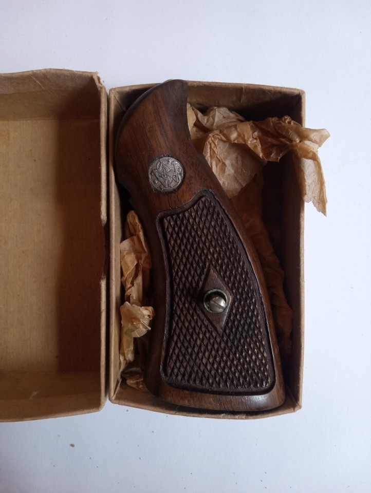 Vintage 50 122 Smith & Wesson Walnut Revolver Grips Fit Rite Box Pistol ...