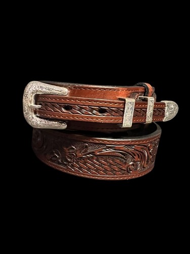 Genuine Hand Tooled Ranger Belt Western Leather Casual Brown Belts ...