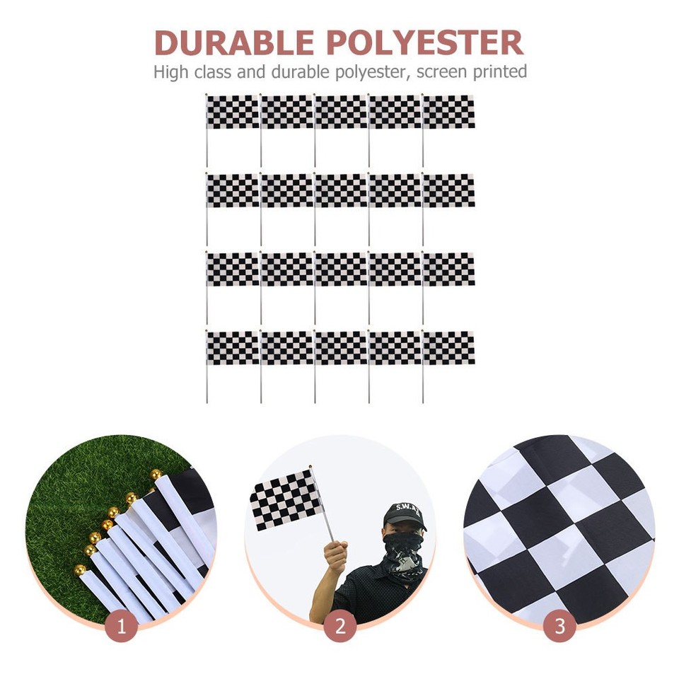 25 Pcs Hand Waving Flag Checkered Outdoor Automotive Car Decoration ...