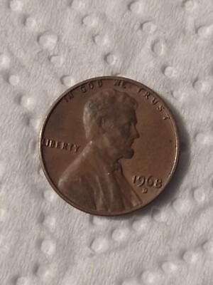 1968 D Lincoln Penny with Error on Top Rim, and "L" in Liberty on Rim ...
