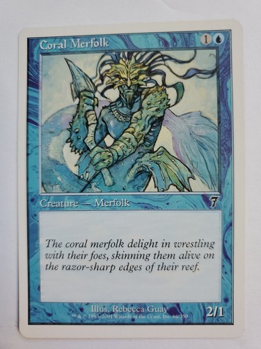 MTG Magic The Gathering Card Coral Merfolk Creature Merfolk Blue 7th ...