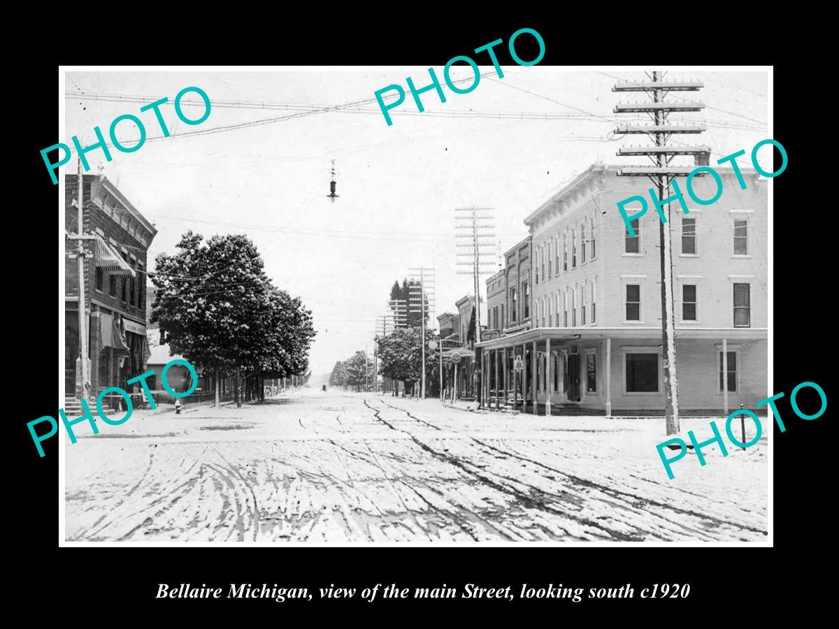 OLD 8x6 HISTORIC PHOTO OF BELLAIRE MICHIGAN VIEW OF THE MAIN STREET ...