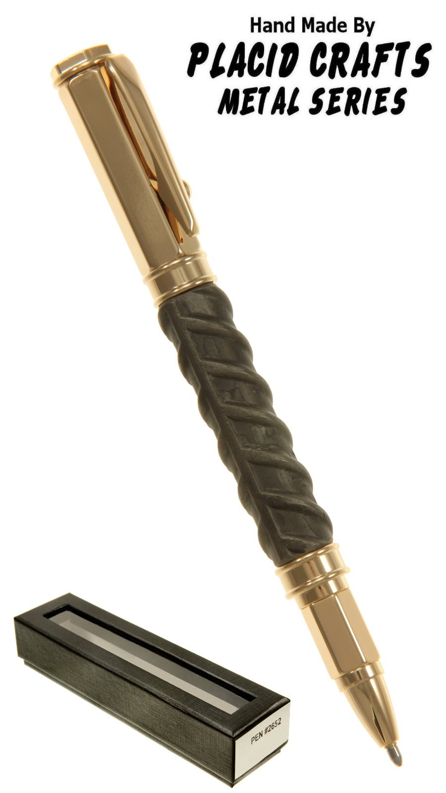 Vertex Bolt Action Ballpoint Pen with Rebar Body & 24ct. Gold Hardware ...
