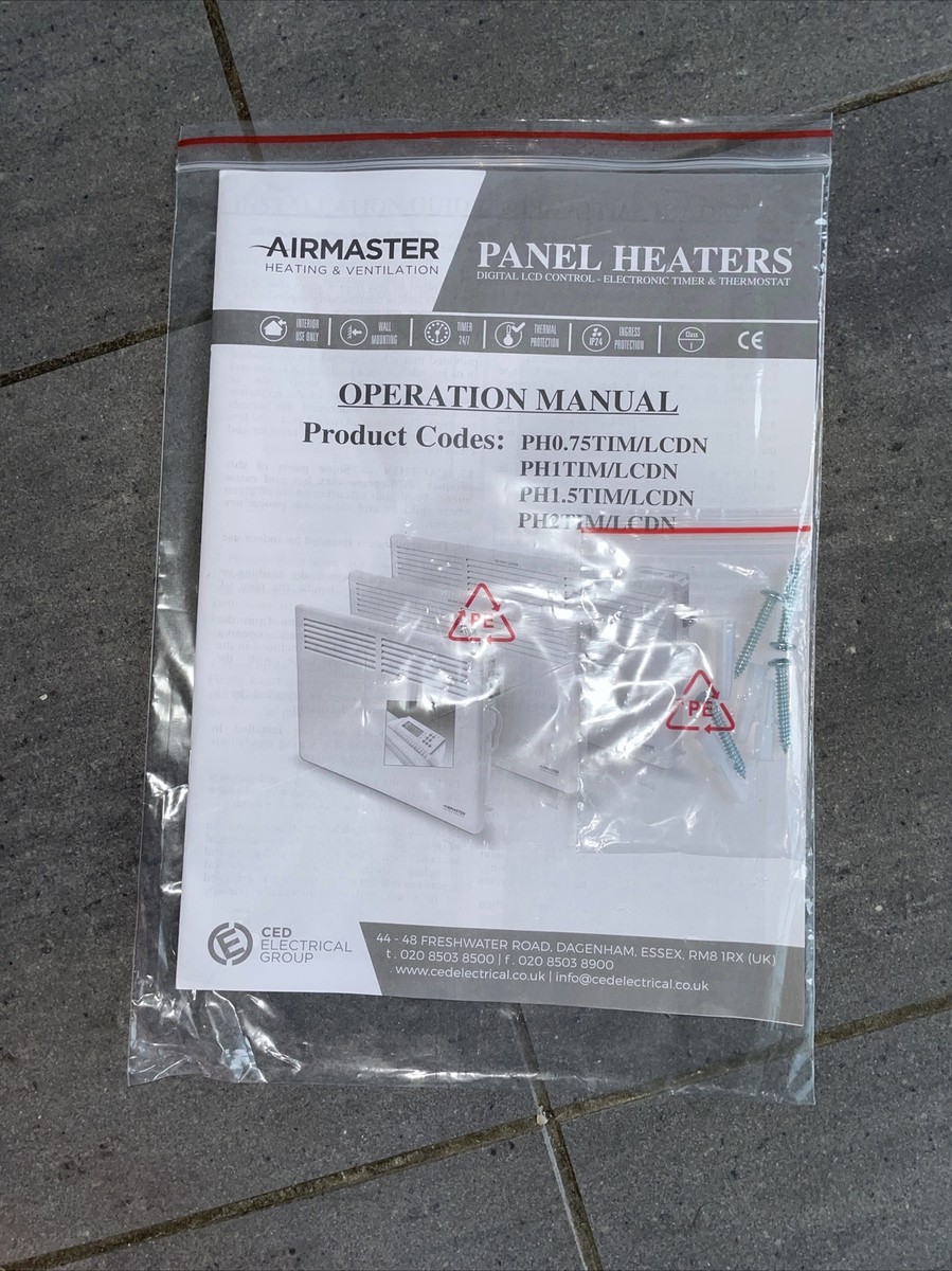 Electric Radiator Airmaster Panel Heater Manual Arlec Grid Connect ...
