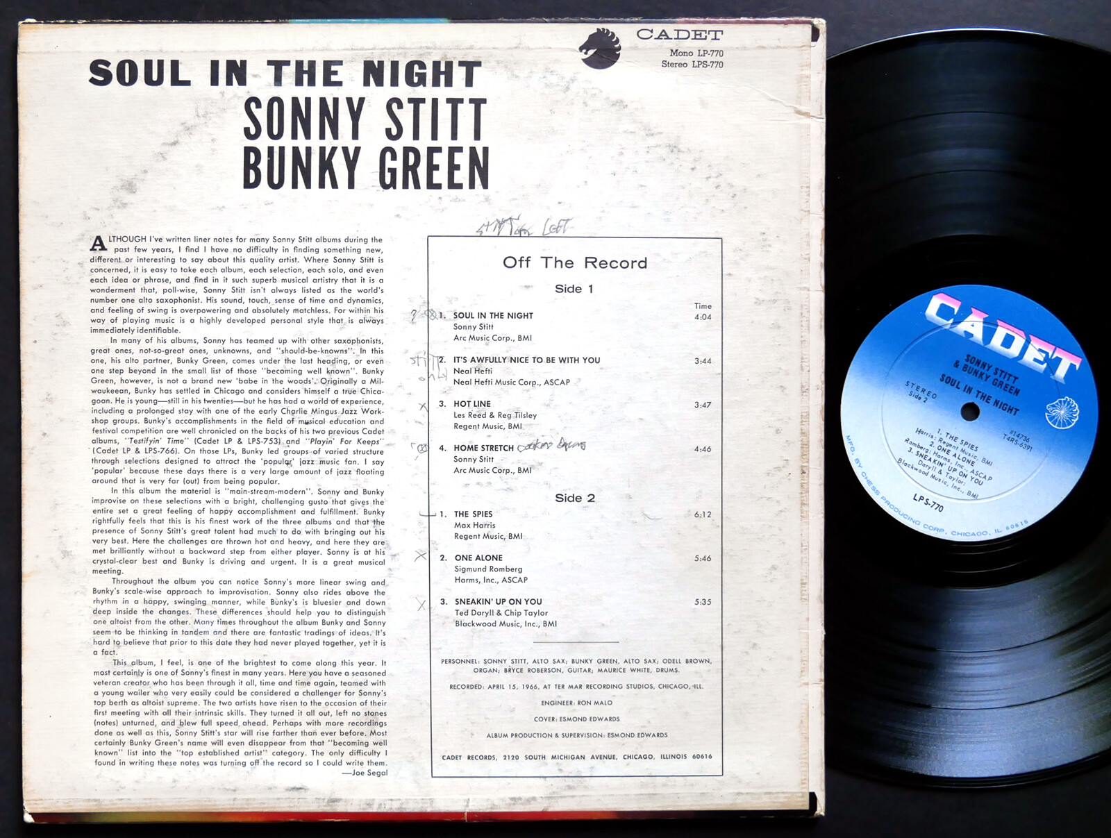 SONNY STITT & BUNKY GREEN Soul In The Night LP CADET LPS-770 US 1966 ...