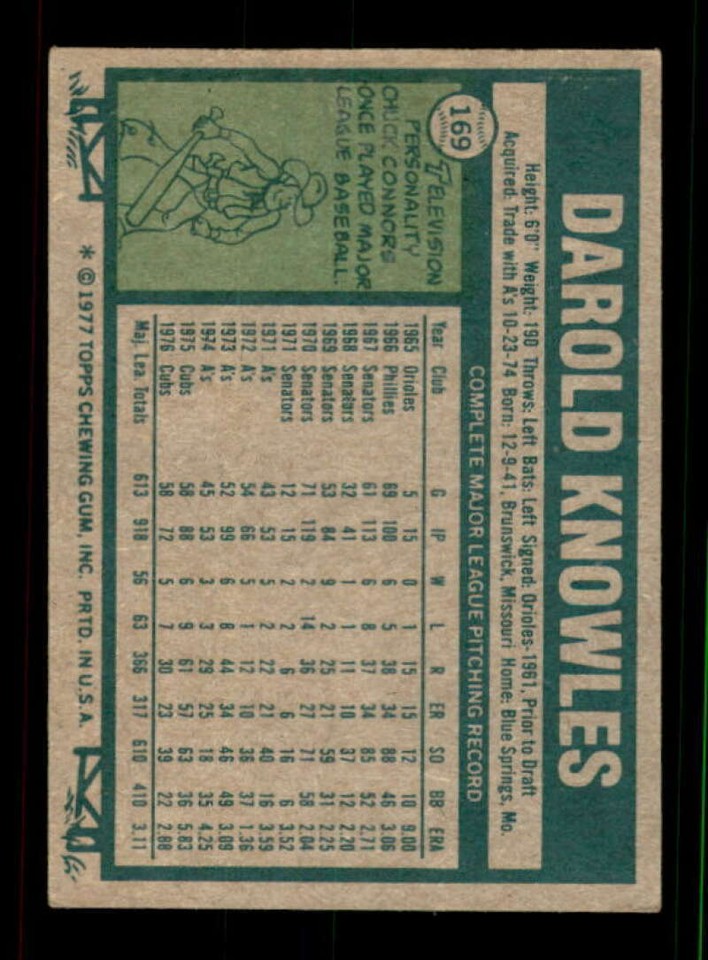 1977 Topps #169 Darold Knowles AUTOGRAPHED!!! Cubs 235174 | eBay