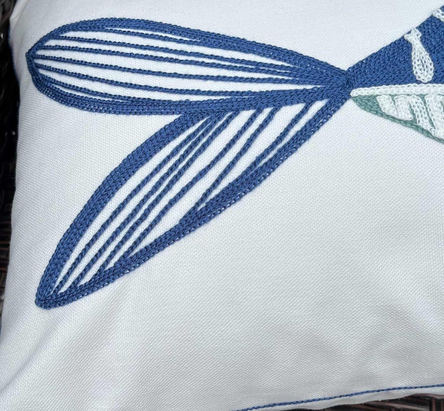 DECOPOW Embroidered Navy Fish Decor Pillow Cover,12X20 inches Navy-fish ...