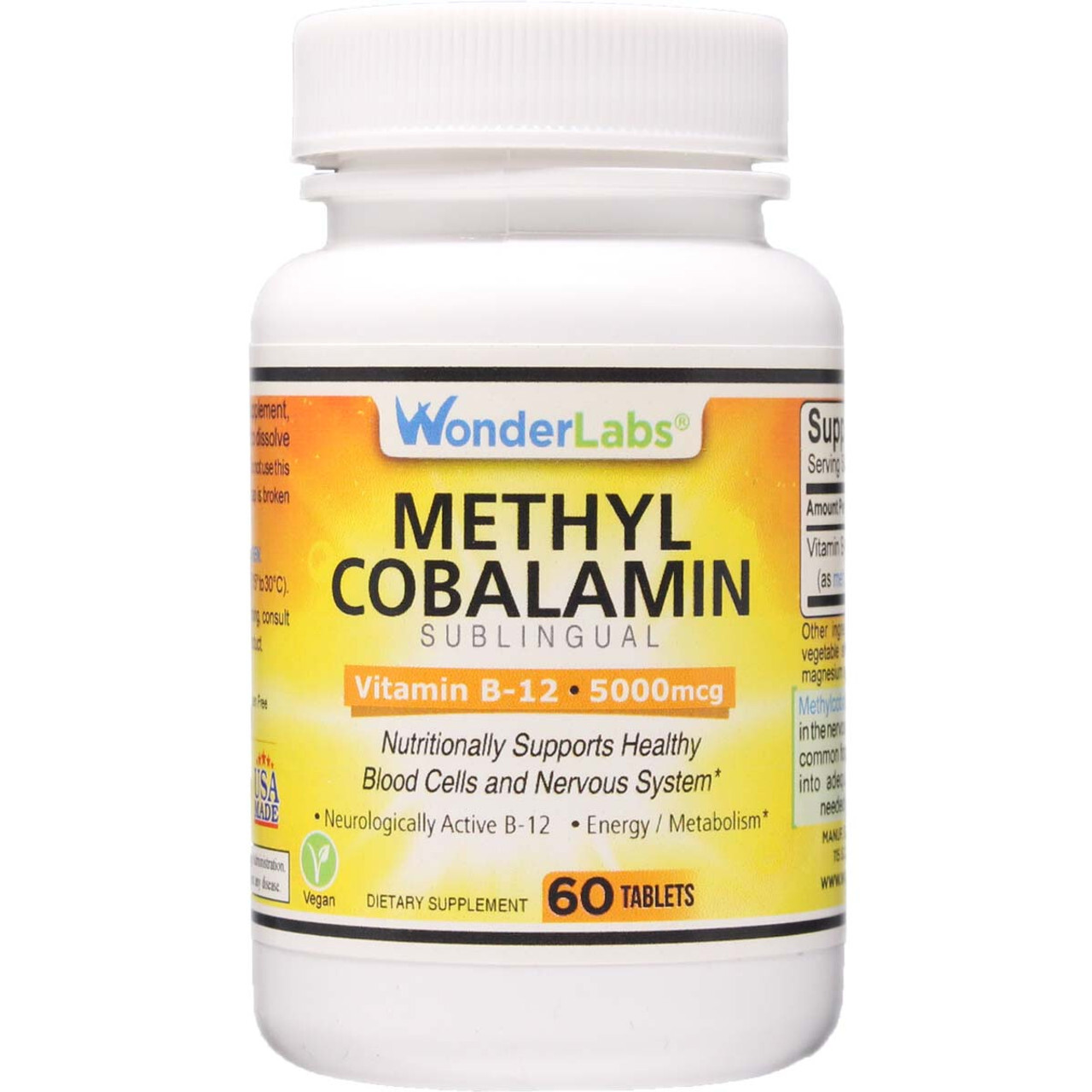 Wonder Laboratories Methylcobalamin Vitamin B12 5,000 mcg | Sublingual ...
