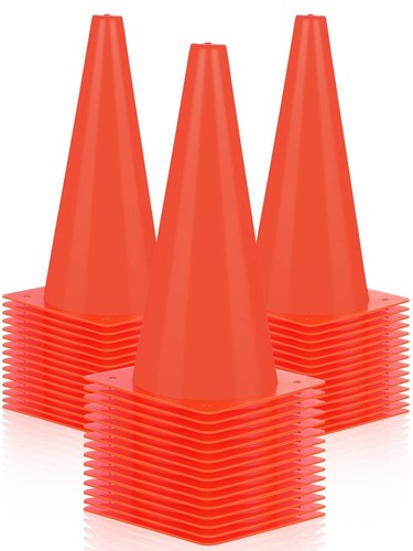 24 Pieces Traffic Cones, 12 Inches Cone Markers, Plastic Construction ...